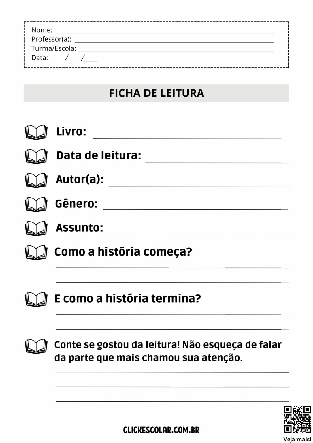 Ficha de Leitura: Modelos prontos e sugestões de uso Ficha de Leitura: Modelos prontos e sugestões de uso